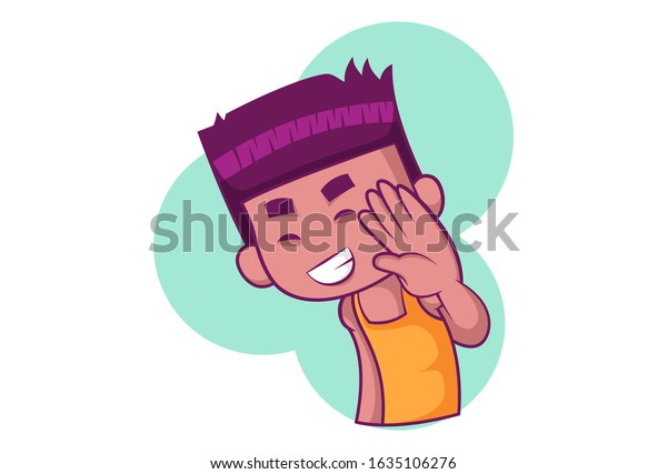Vector Cartoon Illustration Boy Waving Hand Stock Vector (Royalty Free ...