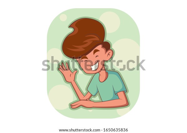Vector Cartoon Illustration Boy Waving Hand Stock Vector (Royalty Free ...