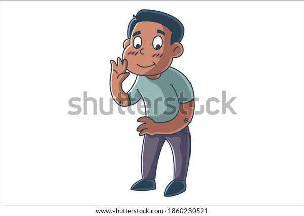 Vector Cartoon Illustration Boy Waving Hand Stock Vector (Royalty Free ...