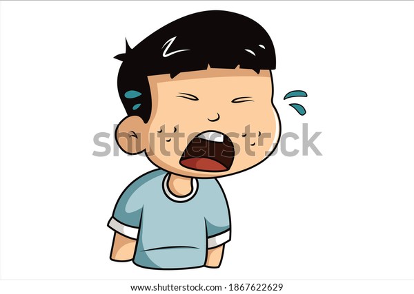 Vector Cartoon Illustration Boy Weeping Loudly Stock Vector (Royalty ...