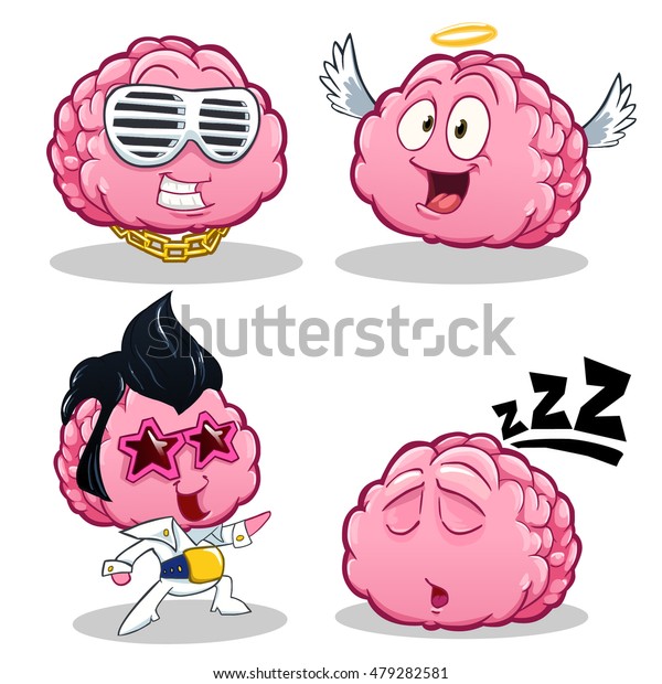 Vector Cartoon Illustration Brain Character Different 스톡 벡터(로열티 프리 ...