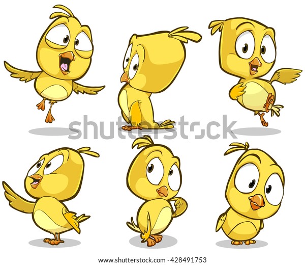 Vector Cartoon Illustration Canary Character Different Stock Vector ...