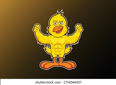 Vector Cartoon Illustration Chicken Beast Muscles: เวกเตอร์สต็อก (ปลอด ...