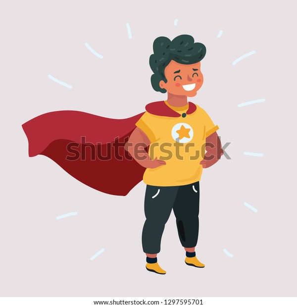Dibujo vectorial del niño valiente de Comic con traje de superhéroe ...