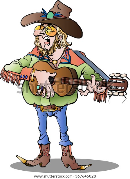 Vector Cartoon Illustration Country Singer Male Stock Vector (Royalty ...