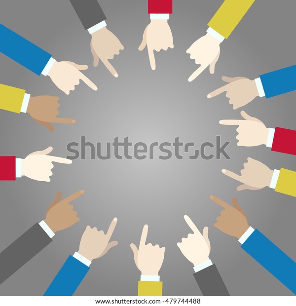 Vector Cartoon Illustration Crowd People Hand Stock Vector (Royalty ...