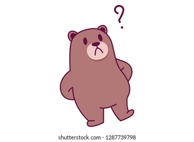 Vector Cartoon Illustration Cute Bear Confused Stock Vector (Royalty ...