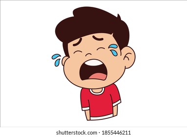 Vector Cartoon Illustration Cute Boy Weeping Stock Vector (Royalty Free ...