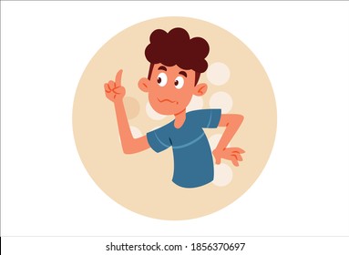 Vector Cartoon Illustration Cute Boy Pointing Stock Vector (Royalty ...