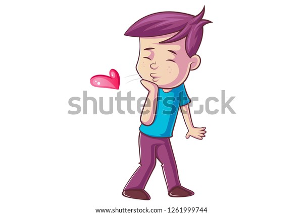 Vector Cartoon Illustration Cute Boy Giving: vetor stock (livre de ...