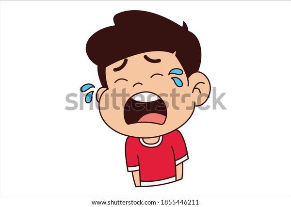 Vector Cartoon Illustration Cute Boy Weeping Stock Vector (Royalty Free ...