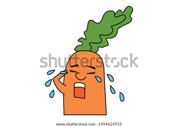 Vector Cartoon Illustration Cute Carrot Crying Stock Vector (Royalty ...