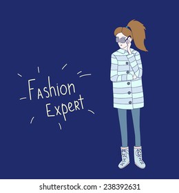 Vector Cartoon Illustration Cute Glamour Girl Stock Vector (Royalty ...