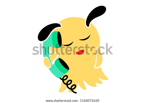 Vector Cartoon Illustration Cute Monster Telephone: เวกเตอร์สต็อก (ปลอด ...