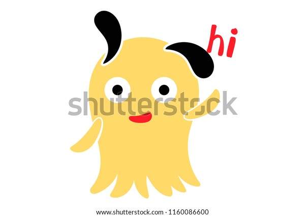 Vector Cartoon Illustration Cute Monster Say Stock Vector (Royalty Free ...