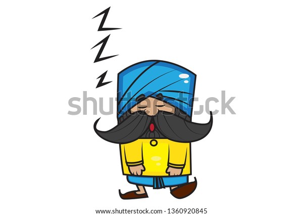 Vector Cartoon Illustration Cute Mustache Man Stock Vector (Royalty ...