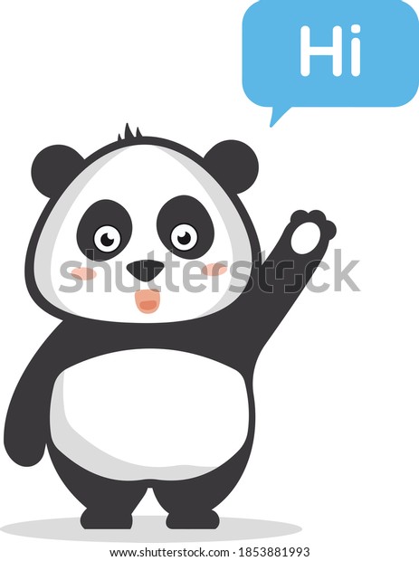 Vector Cartoon Illustration Cute Panda Saying Stock Vector (Royalty ...