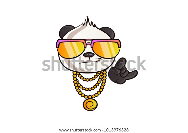 Vector Cartoon Illustration Cute Pandas Thug Stock Vector (Royalty Free ...