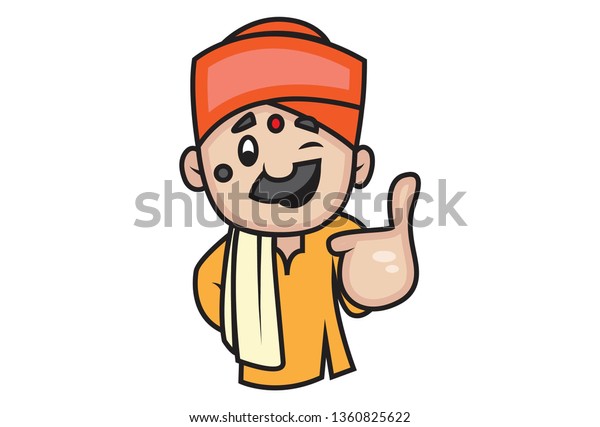 Vector Cartoon Illustration Cute Pandit Showing Stock Vector (Royalty ...