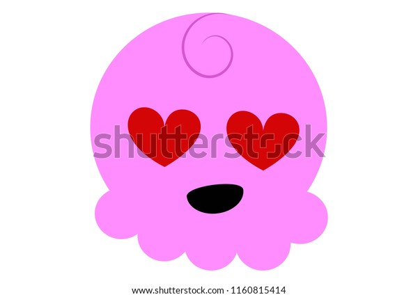 Vector Cartoon Illustration Cute Pink Face Stock Vector (Royalty Free ...