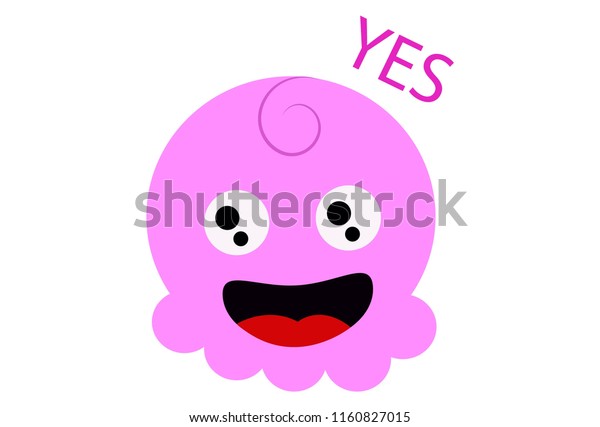 Vector Cartoon Illustration Cute Pink Face Stock Vector (Royalty Free ...