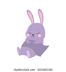 Vector Cartoon Illustration Cute Sleeping Rabbit Stock Vector (Royalty ...