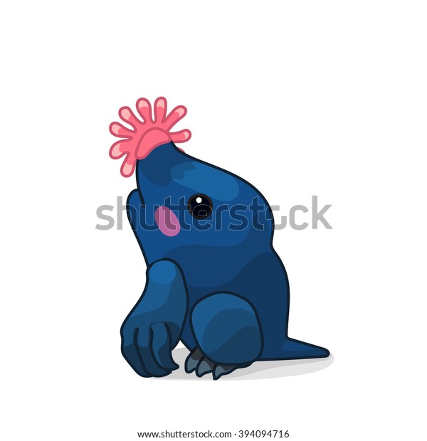 Vector Cartoon Illustration Cute Starnosed Mole Stock Vector (Royalty ...