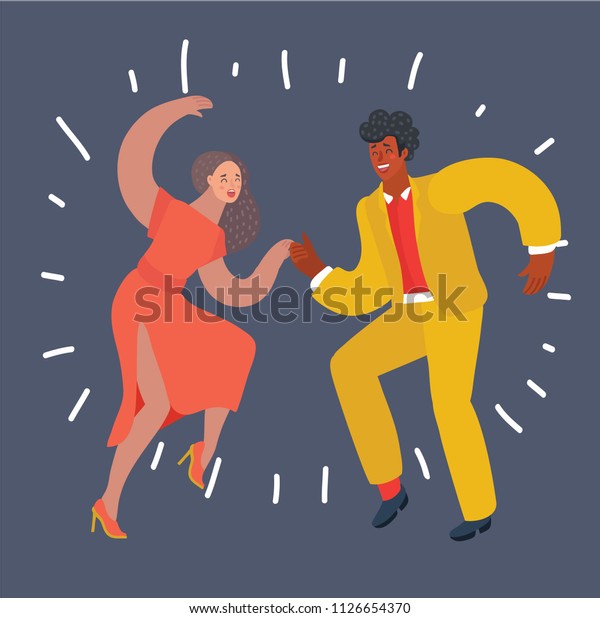 Vector Cartoon Illustration Dancing Swing Couple Stock Vector (Royalty ...