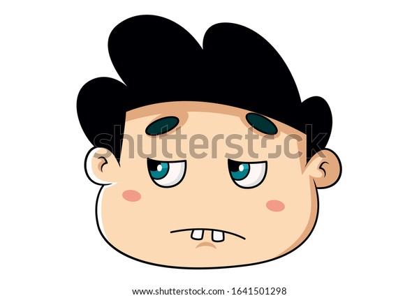 Vector Cartoon Illustration Disappointed Boy Face: เวกเตอร์สต็อก (ปลอด ...