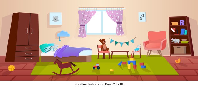 Vector Cartoon Illustration Empty Room Furniture Stock Vector (Royalty ...