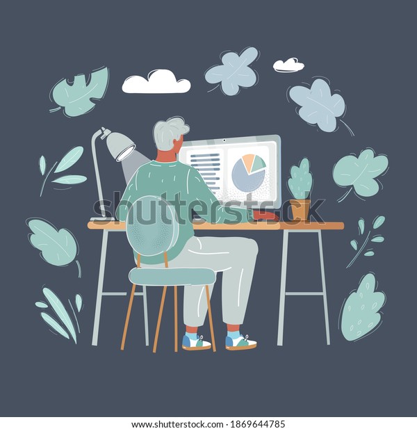 Vector Cartoon Illustration Exhausted Man Work: เวกเตอร์สต็อก (ปลอดค่า ...