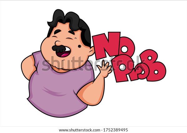 Vector Cartoon Illustration Fat Man Lettering: เวกเตอร์สต็อก (ปลอดค่า ...
