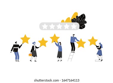 Vector Cartoon Illustration Five Stars Satisfy Stock Vector (Royalty ...