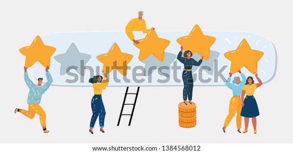 Vector Cartoon Illustration Five Stars Rating Stock Vector (Royalty ...