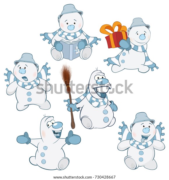 Vector Cartoon Illustration Funny Christmas Snowman Stock Vector ...