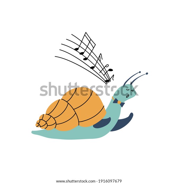Vector Cartoon Illustration Funny Singing Snail Stock Vector (Royalty ...