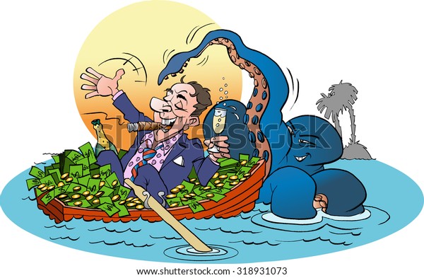 Vector Cartoon Illustration Get Away Manager Stock Vector (Royalty Free ...