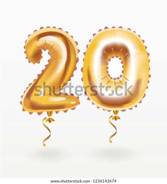 Vector Cartoon Illustration Golden Number 20 Stock Vector (Royalty Free ...