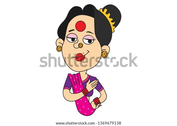 Vector Cartoon Illustration Gossip Lady Happy Stock Vector (Royalty ...