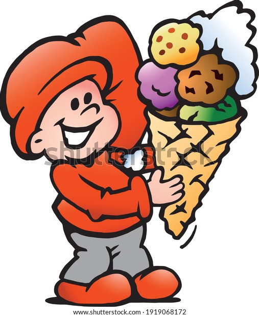 Vector Cartoon Illustration Happy Elf Ice Stock Vector (Royalty Free ...