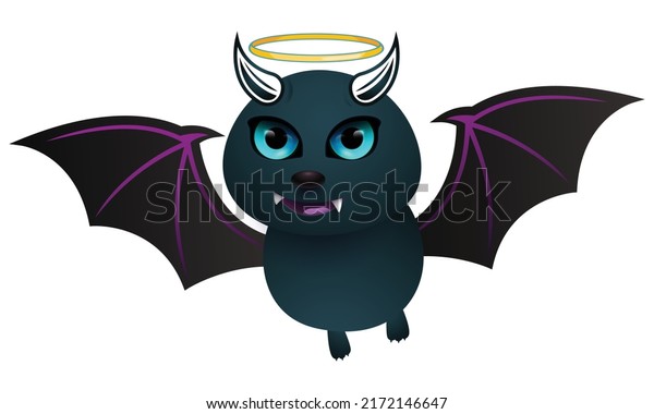 Vector Cartoon Illustration Happy Friendly Bat: เวกเตอร์สต็อก (ปลอดค่า ...