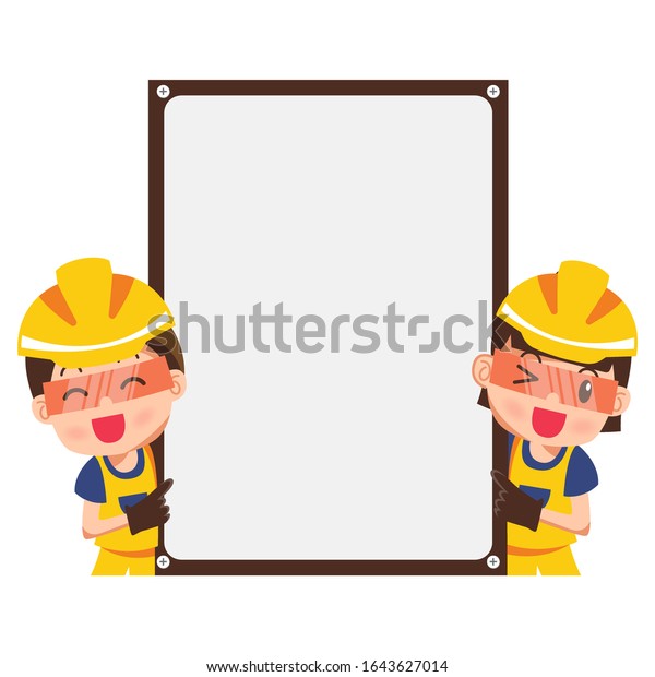 Vector Cartoon Illustration Happy Smiling Construction Stock Vector ...
