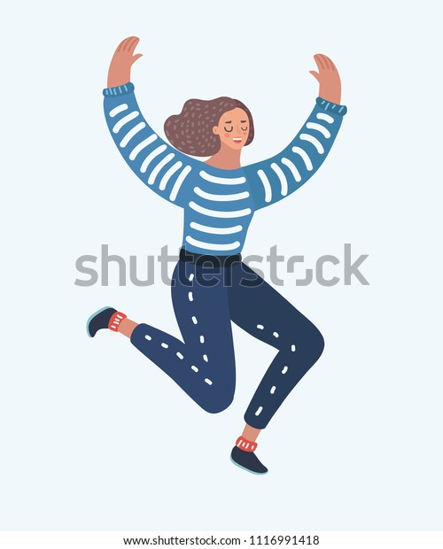 Vector Cartoon Illustration Happy Surprised Woman Stock Vector (Royalty ...