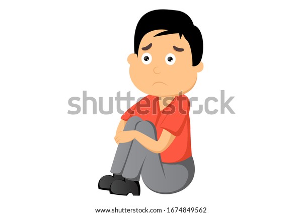 Vector Cartoon Illustration Helpless Boy Isolated Stock Vector (Royalty ...