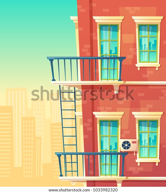 Vector Cartoon Illustration House Facade Element Stock Vector (Royalty ...