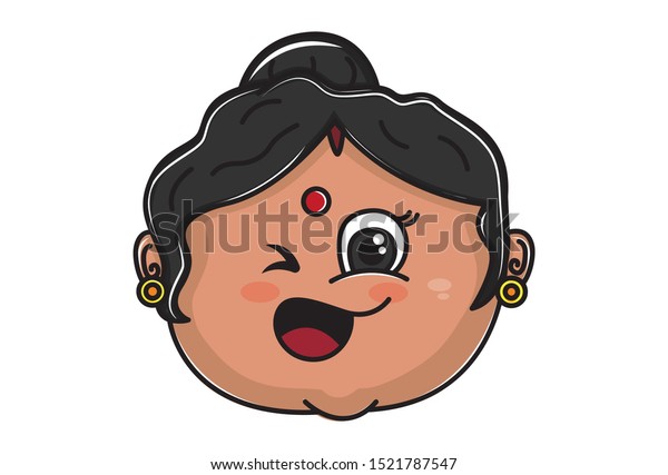 Vector Cartoon Illustration Indian Aunty Making Stock Vector (Royalty ...
