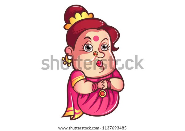 Vector Cartoon Illustration Iyer Aunty Ji Stock Vector (Royalty Free ...