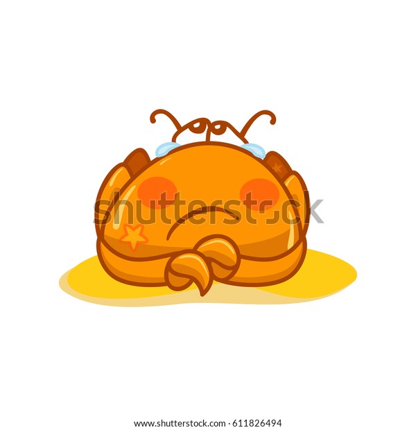 Vector Cartoon Illustration Kawaii Crying Crab Stock Vector (Royalty ...