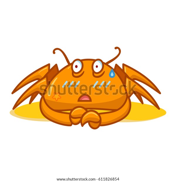 Vector Cartoon Illustration Kawaii Scared Crab Stock Vector (Royalty ...