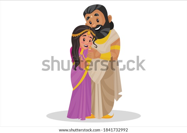 Vector Cartoon Illustration King Janaka Hugging Stock Vector (Royalty ...